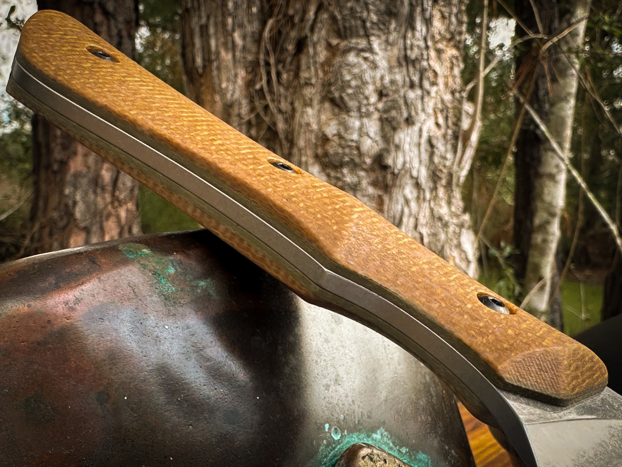 *CUSTOM SHOP* MAGNACUT CHEF'S KNIFE W/ NATURAL JUTE MICARTA SCALES/OD ...