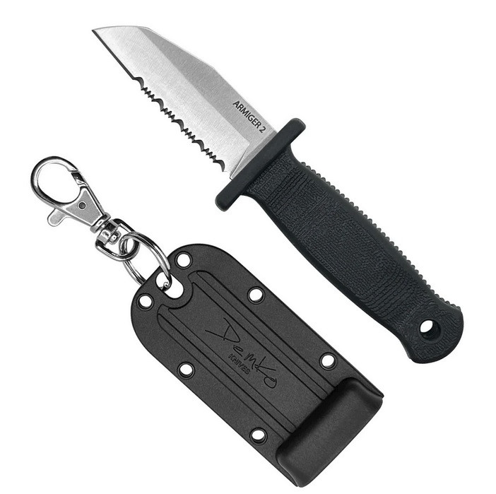 Demko Knives Armiger 2 Fixed Blade | Shark Foot | Serrated | Black ...
