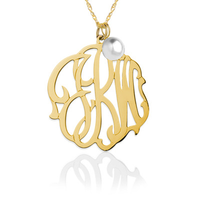 Script Monogram with Pearl - Jane Basch Designs