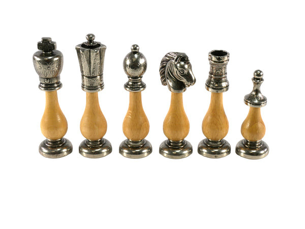 Chess Pieces - The Opulent Metal with Maple & Golden Rosewood Chessmen ...