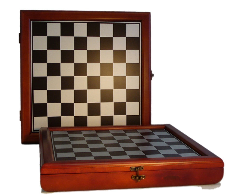 Chess Board: Wood Framed Chess Board with Chest for Chess Piece Storage