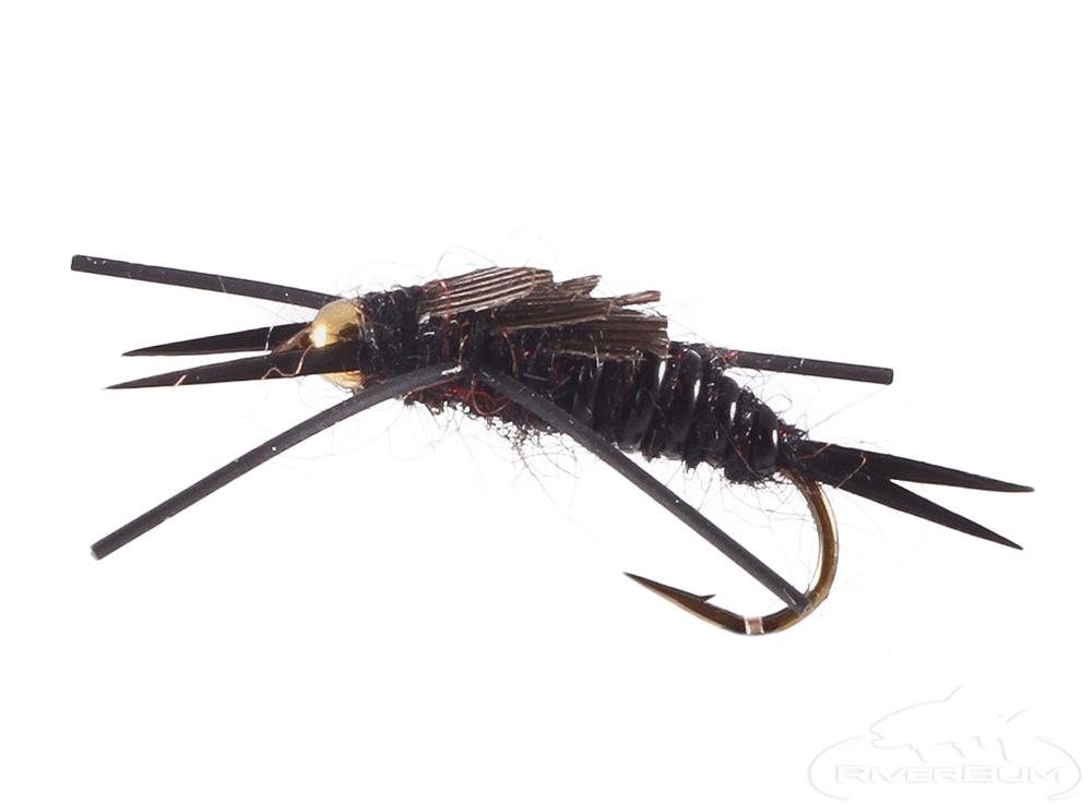Stonefly Nymph, Bead Head, Rubber Leg, Black | RiverBum Signature Nymph ...