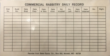 Daily Record Card Set - Bass Equipment Company