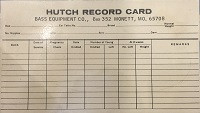 Hutch Record Card Set - Bass Equipment Company
