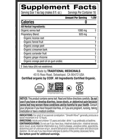 Traditional Medicinals Smooth Move Tea - Spirit of Health Store