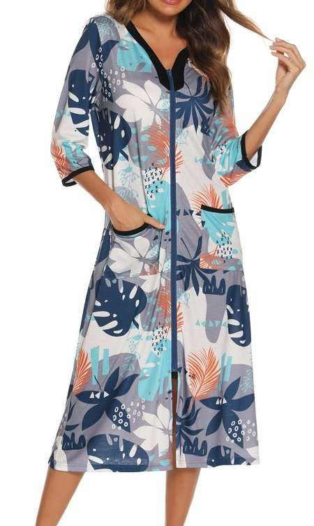 Clearance Front Zipper Knit Housecoat Duster - Women's Size L for Easy ...