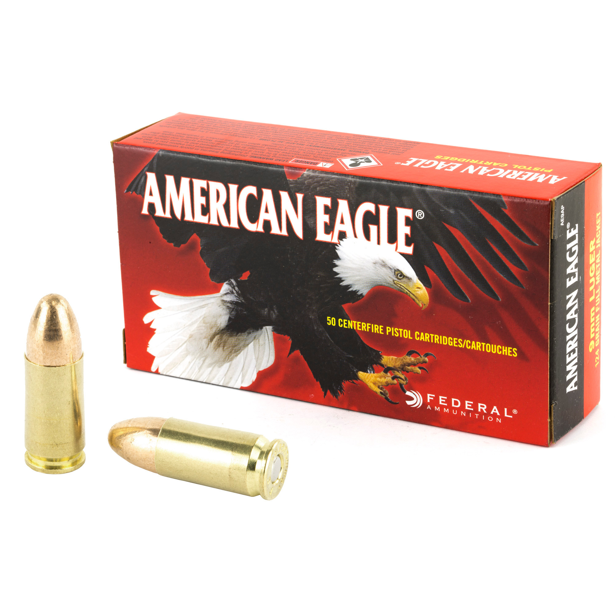 Federal American Eagle - 9MM 124 Grain FMJ - 50 Round Box