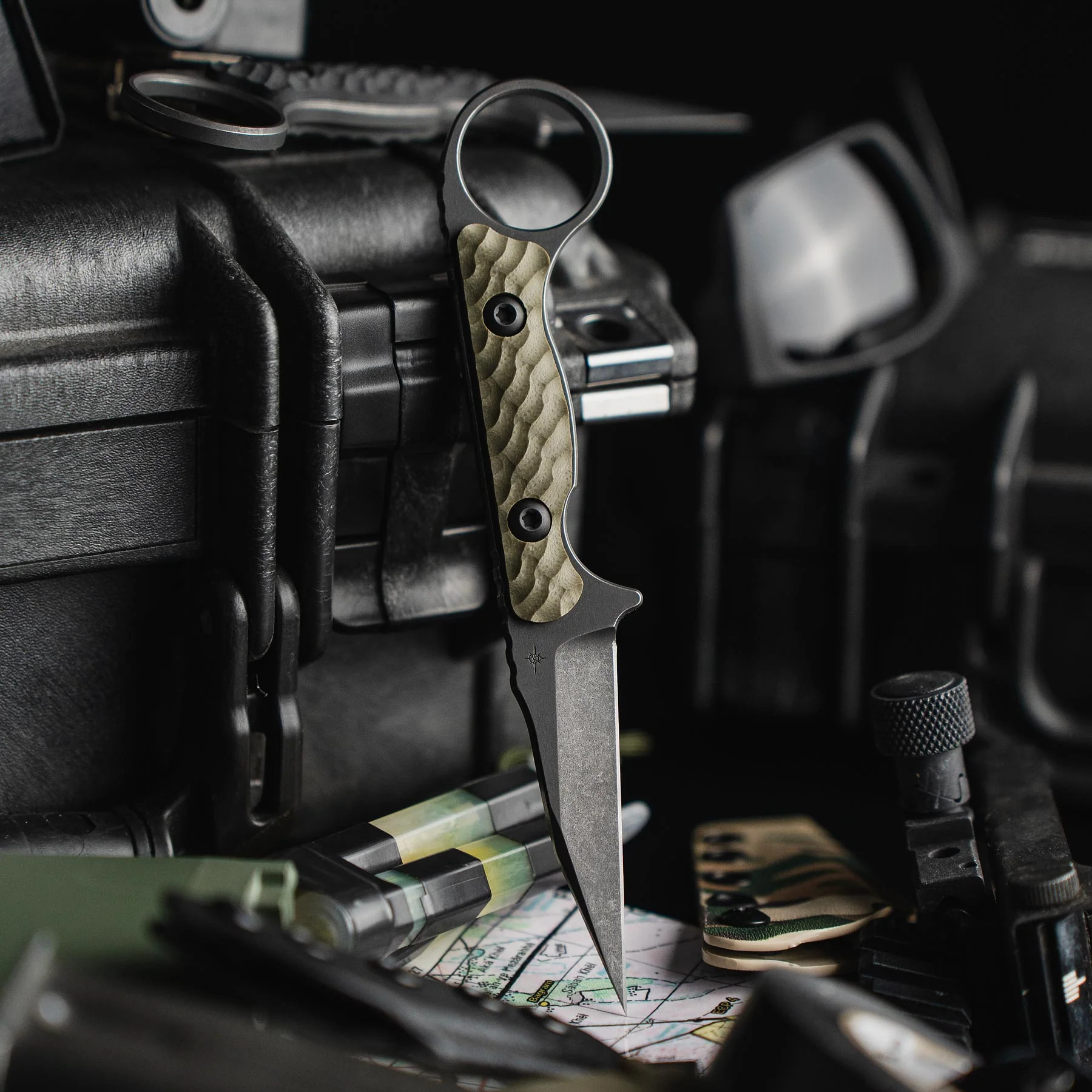 Toor Knives Jank Shank Covert Green Tactical Fixed Blade Knife Black