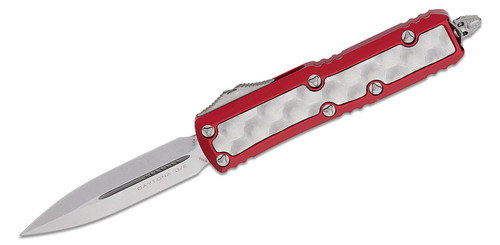 Microtech Daytona - Stonewashed Double Edge Dagger Blade - Red Aluminum ...