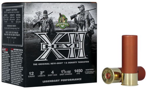 HEVI-Shot - HS53304 HEVI-XII 12 Gauge 3" - 1 1/4 oz Tungsten 4 Shot 25 ...