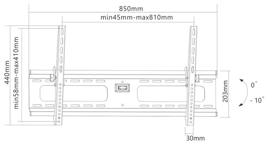 Extra large tilt bracket 0-12 degrees, TVs up to 85". Max VESA 800x400 ...