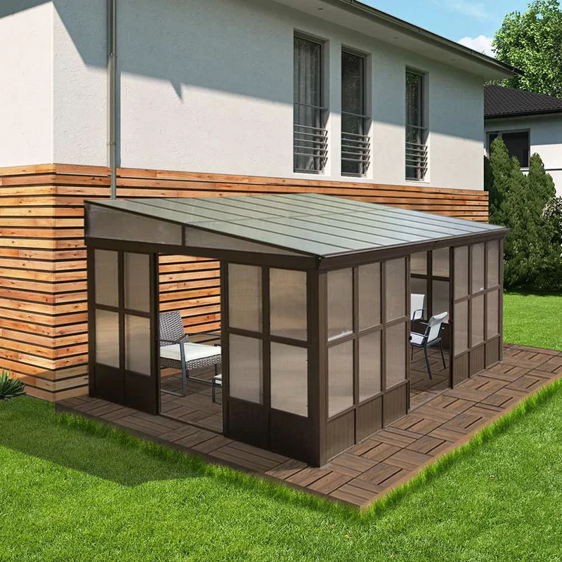 Domi Outdoor Living Polycarbonate Wall-Mounted Sunroom Installation ...