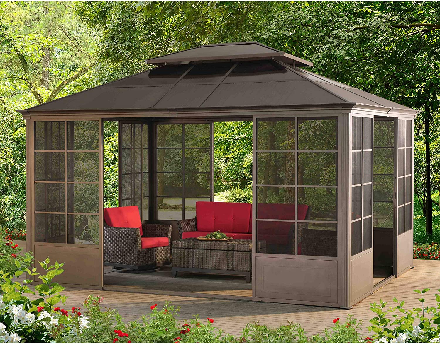 Sunjoy Outdoor Screenhouse Installation