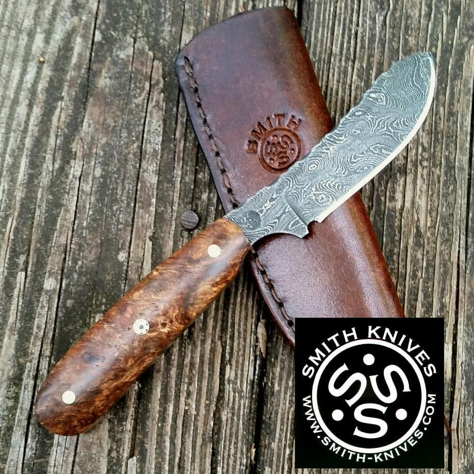 Lacy Smith - Damascus "Choccolocco" Skinner - SK1704355-FLS - Smith Knives