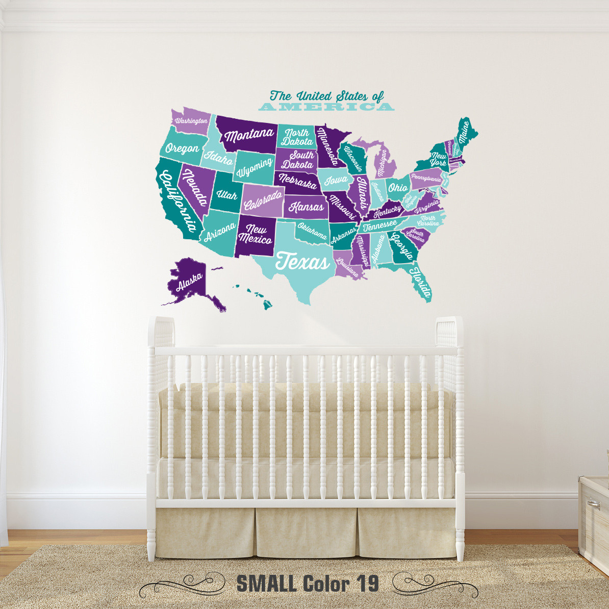 United States Map, Decal USA Map Sticker, State Map Wall Mural, Map Of ...