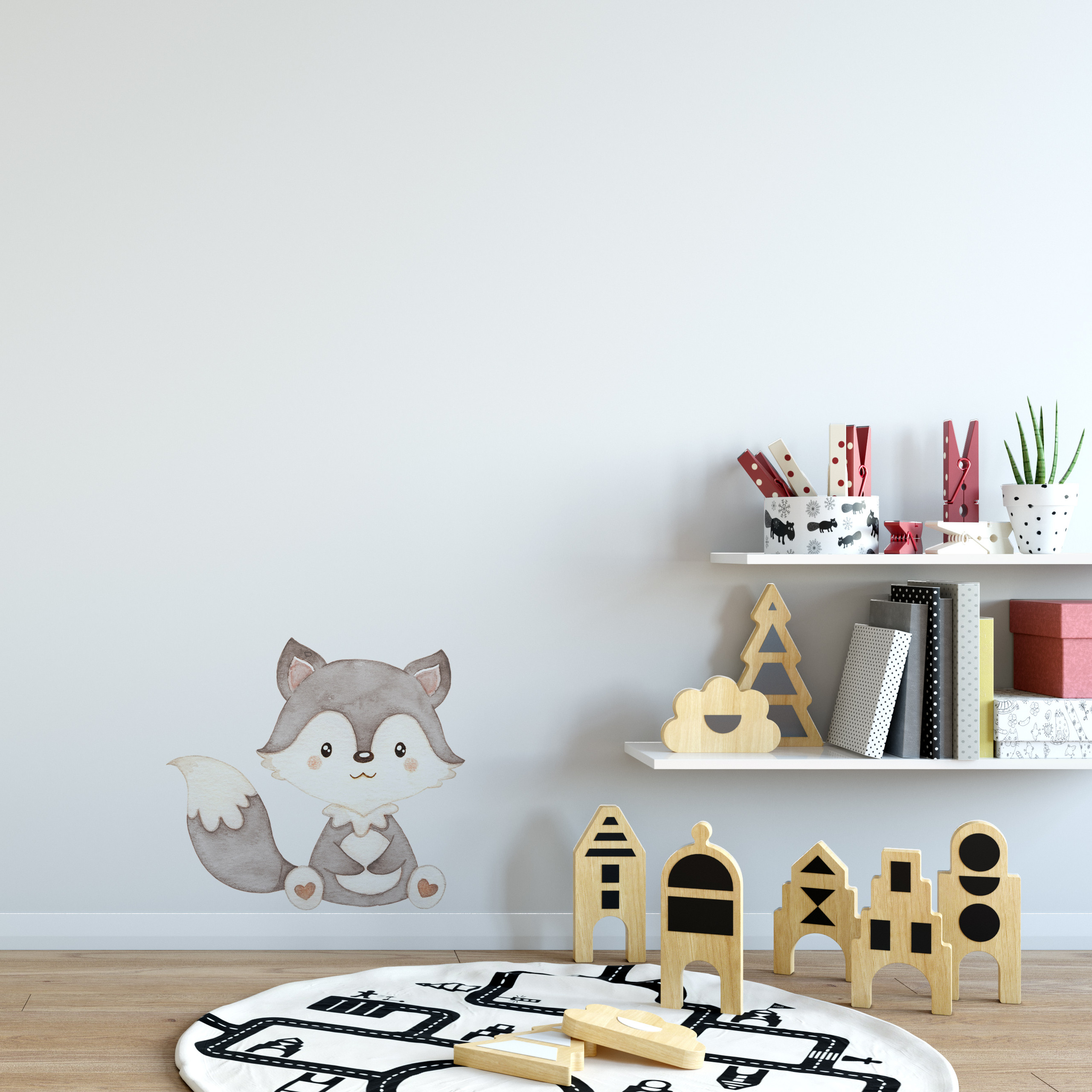 Family Orange Fox Wall Decals Woodland Nursery