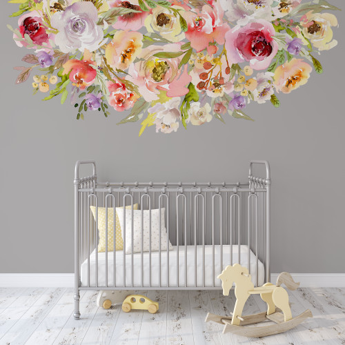 SCARLETT Watercolor Floral Wall Decal Border Nursery Décor