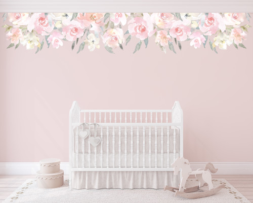 Delaney FAITH Pink Watercolor Flowers Nursery Décor