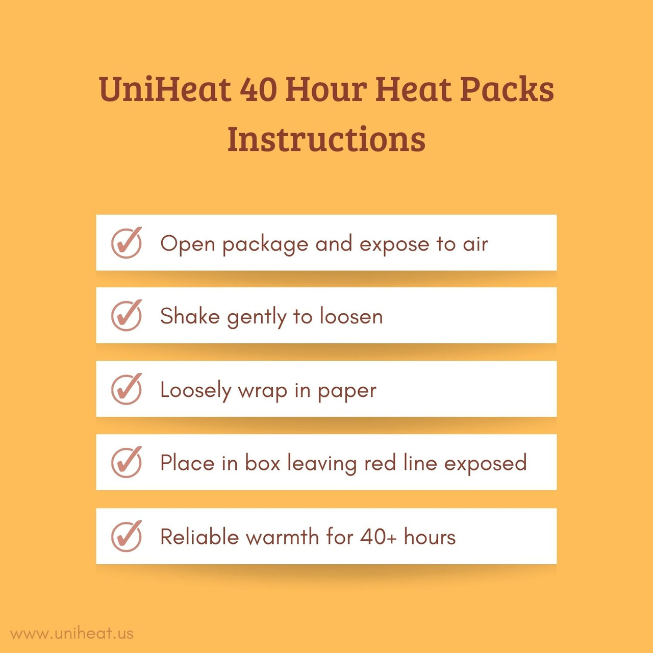 UniHeat 40 Hour Heat Pack – 50 Pack (Shipping Warmer)