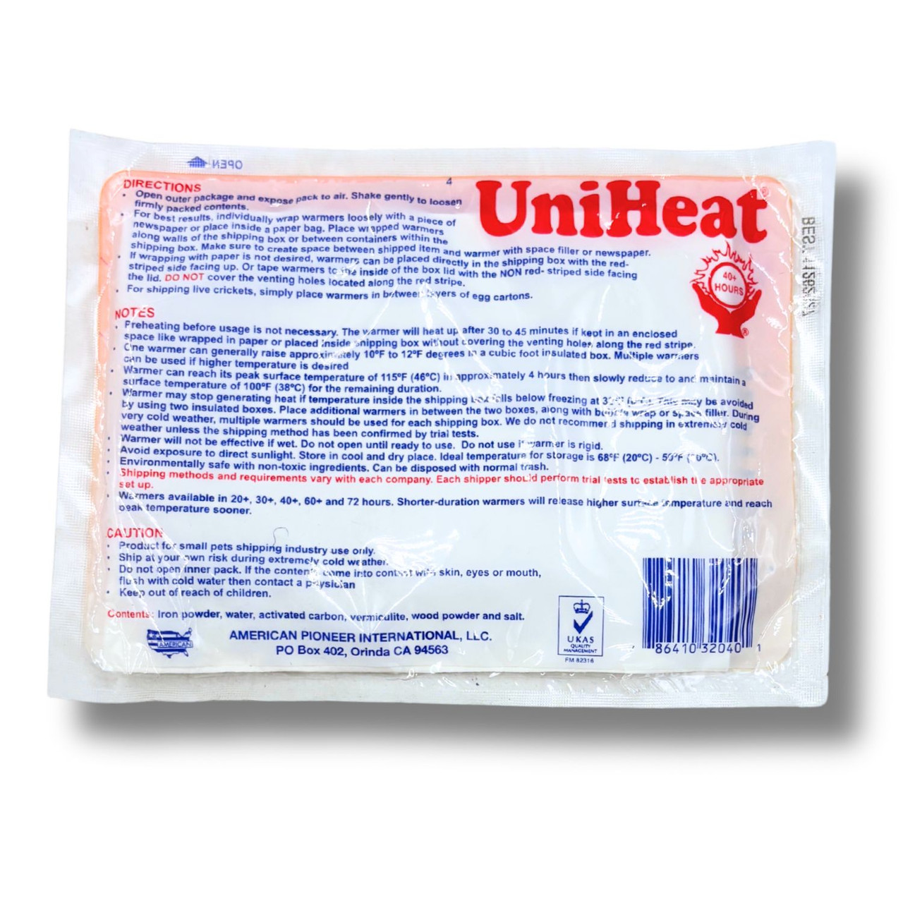 UniHeat 40 Hour Heat Pack – 50 Pack (Shipping Warmer)