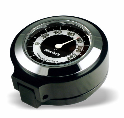 Marlin's Gloss Black Motorcycle Thermometer for Harley Davidson Road ...