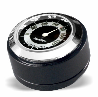 Marlin's Gloss Black Motorcycle Thermometer for Harley Davidson Road ...