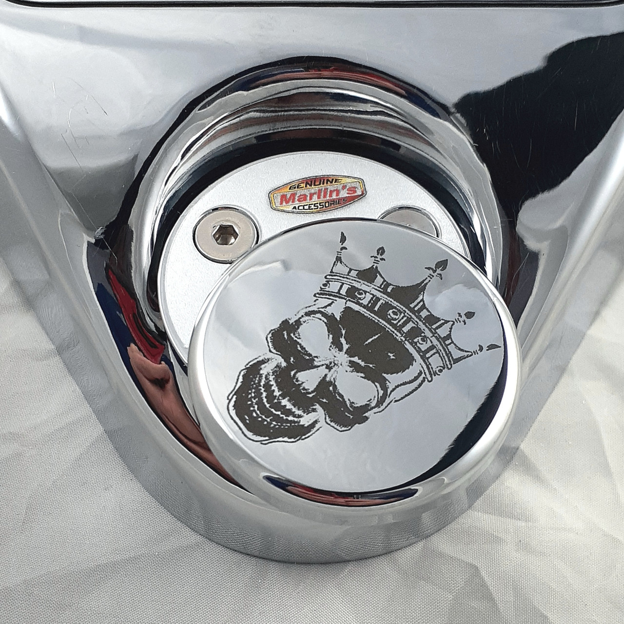Marlin's Swivel Fork Lock Key Cover with Laser Engraved Crowned Skull ...