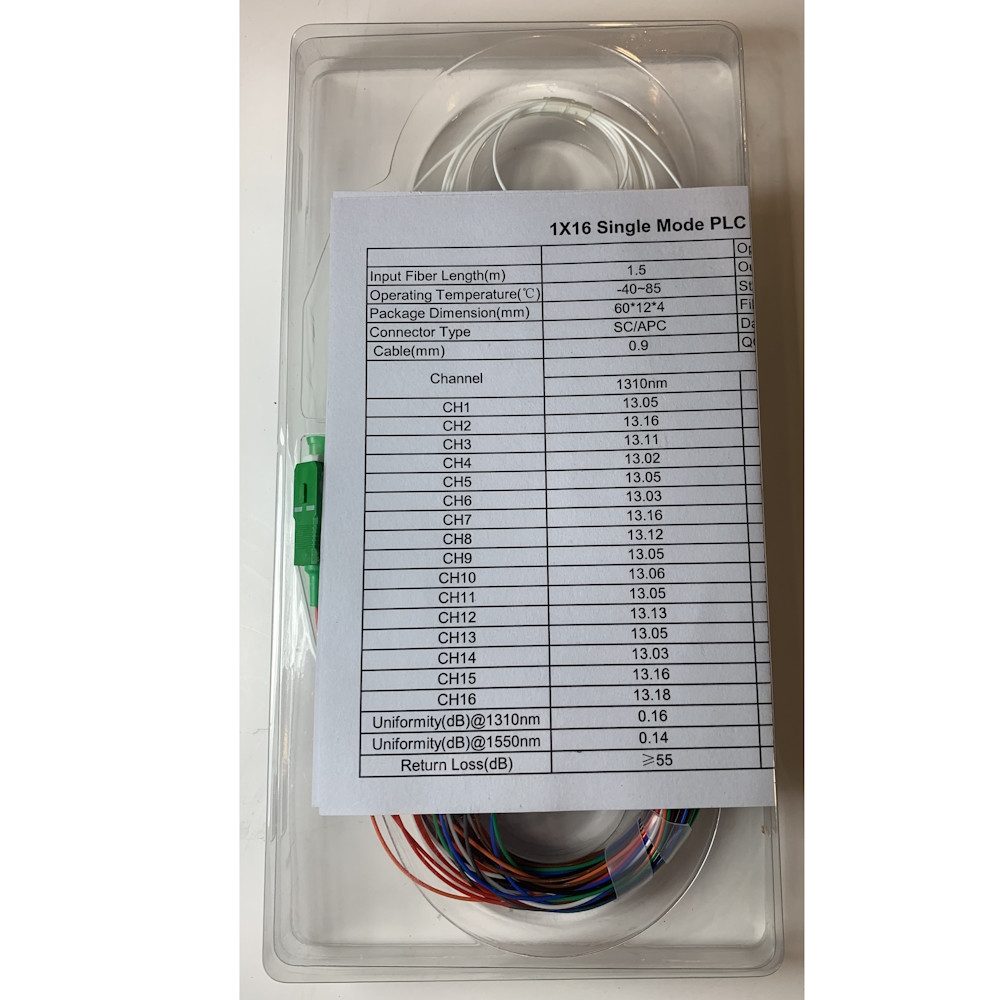 PLC-SCA-1X16 | Fiber | Optic | Blockless | Splitter | SC | APC | Singlemode