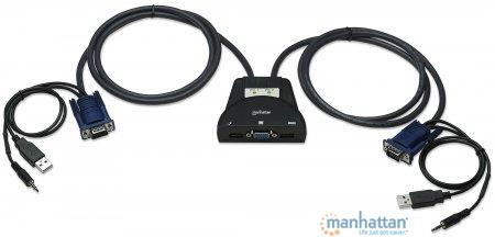 2 Port Mini KVM Switch with Cables