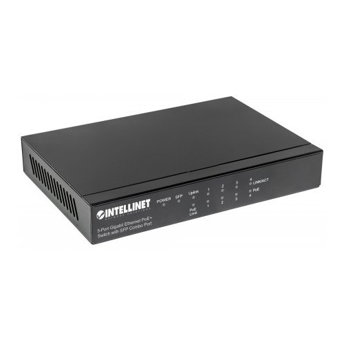 Intellinet 561174 5 Port Gigabit POE+ Switch with SFP Port