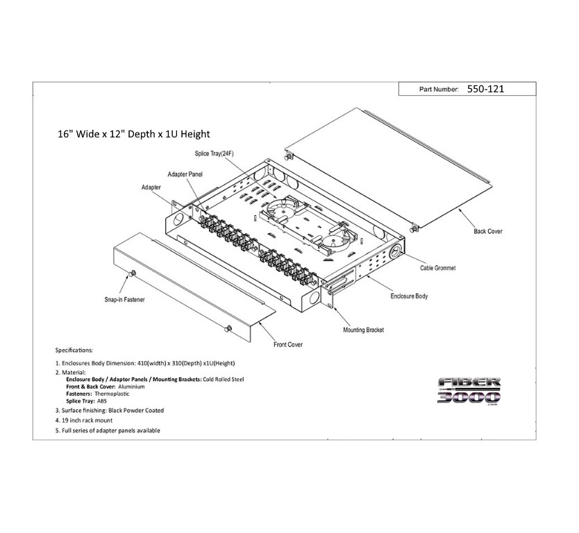Fiber | Rackmount | Panel | Removable | Front | Cover | 12 | LC | OM3 ...
