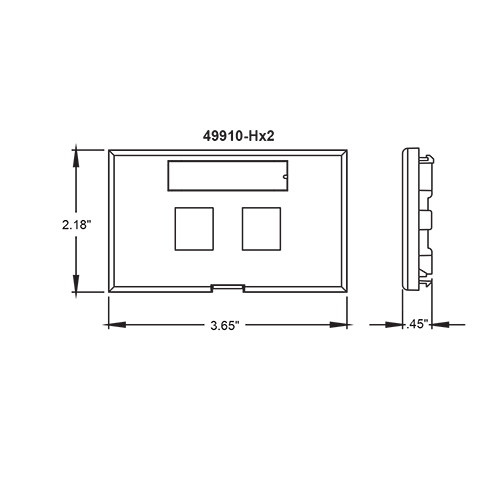 Leviton | 49910-HE2 | Black | Quickport | 2-Port | Cubicle | Data | Plate