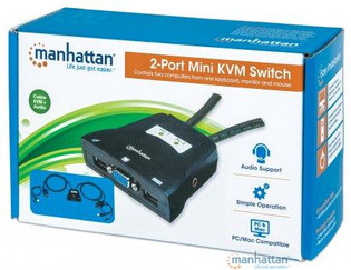 2 Port Mini KVM Switch with Cables