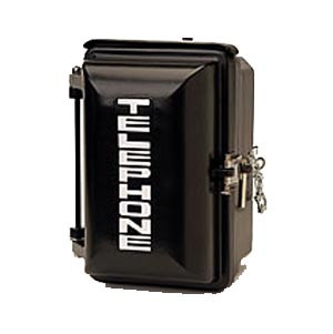 Cast aluminum weatherproof enclosure with TELEPHONE on door black