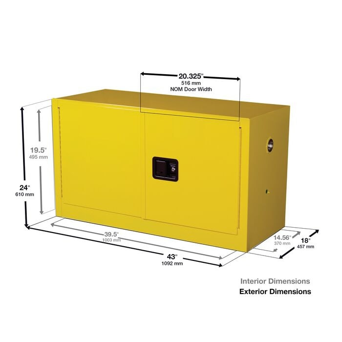 EAGLE 15 Gallon, 1 Shelf, 2 Door, Self Close, ADD-On, Flammable Liquid ...