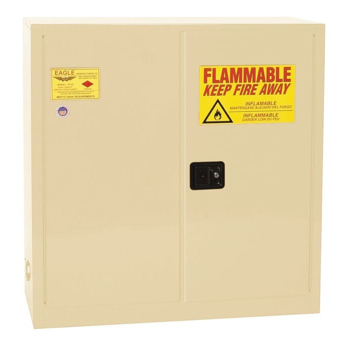EAGLE 40 Gallon, 3 Shelves, 2 Doors, Sliding Self-Close, Paint Safety ...
