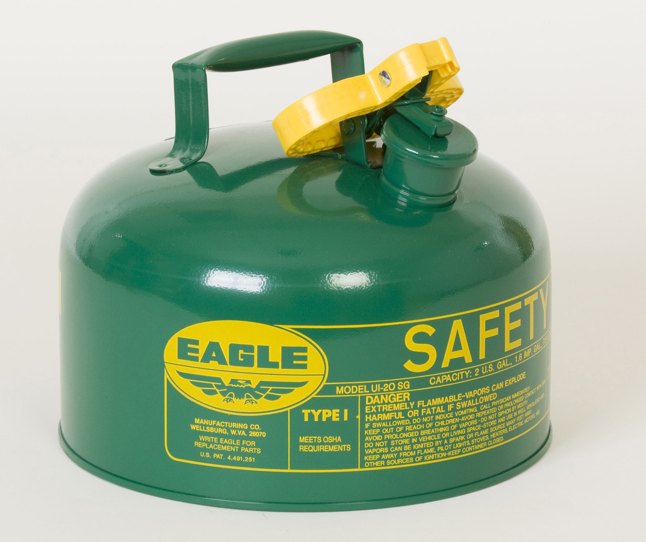 EAGLE 2 Gallon Safety Can for Combustibles, Type I, Flame Arrester ...