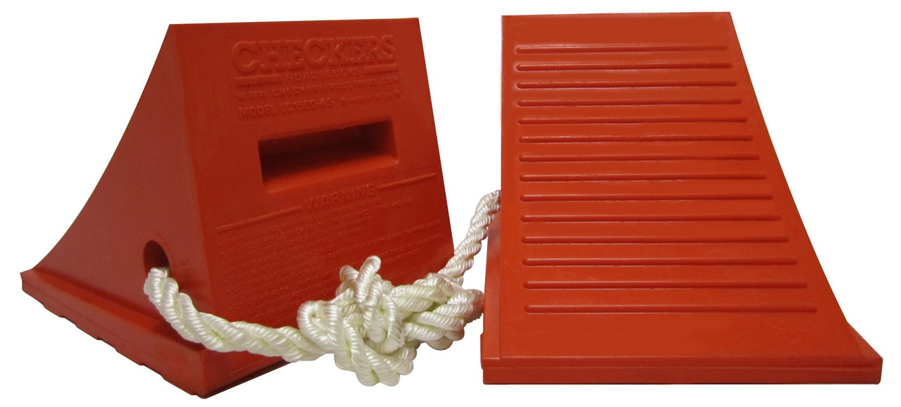 CHECKERS General-Purpose Utility Wheel Chocks, Roped Pair, 70,000 lbs ...
