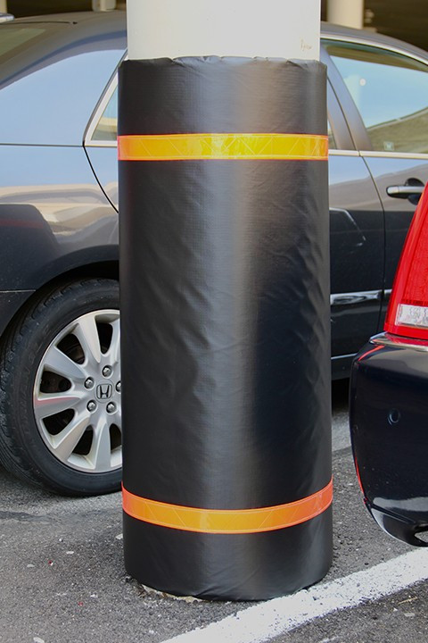 Innoplast 44" H x 72" W Black Column Wrap Soft Padded Cover w/Red Tape ...