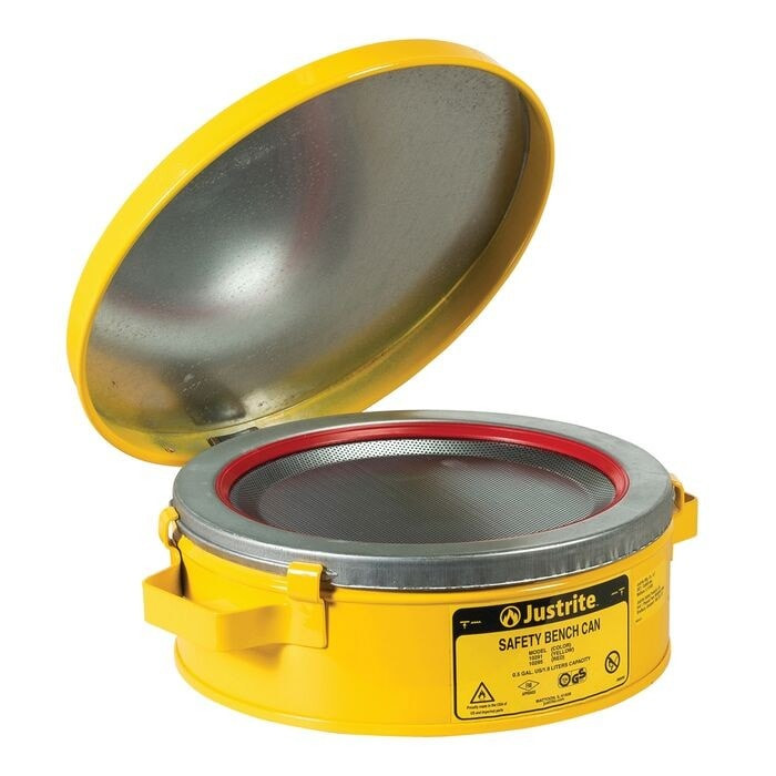 JUSTRITE 2 Quart Steel Bench Can, with Perforated Dasher Plate, Yellow ...