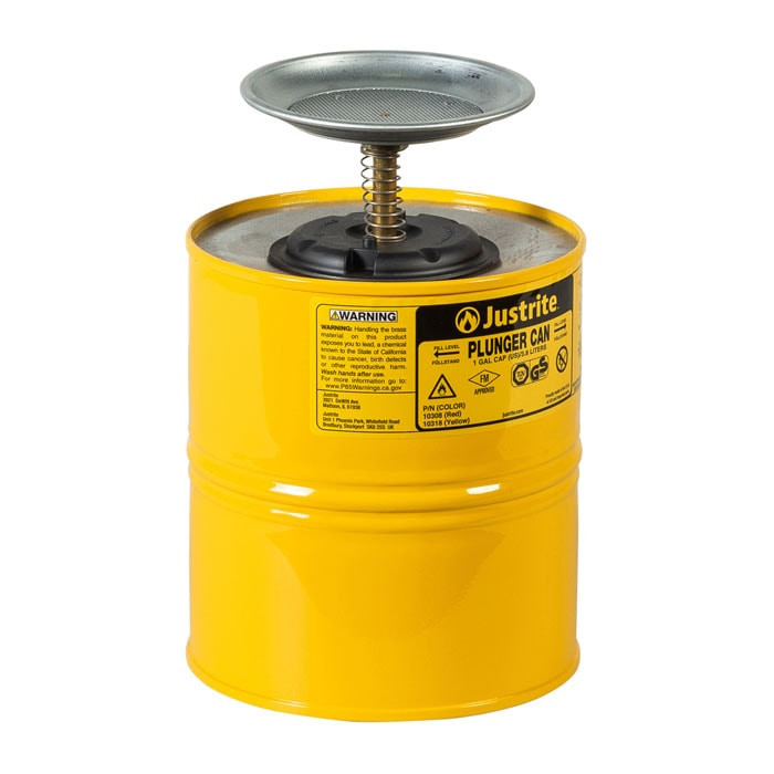 JUSTRITE 1 Gallon Steel Plunger Dispensing Can, Perforated Pan Screen ...