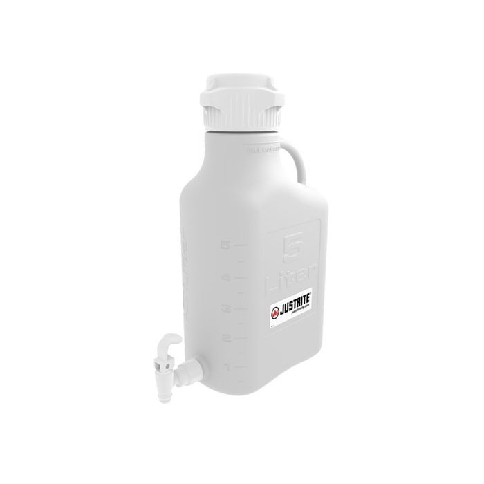 JUSTRITE 5 Liter HDPE Carboy With Spigot, 83mm Cap - 12914 - EnSafeCo.com