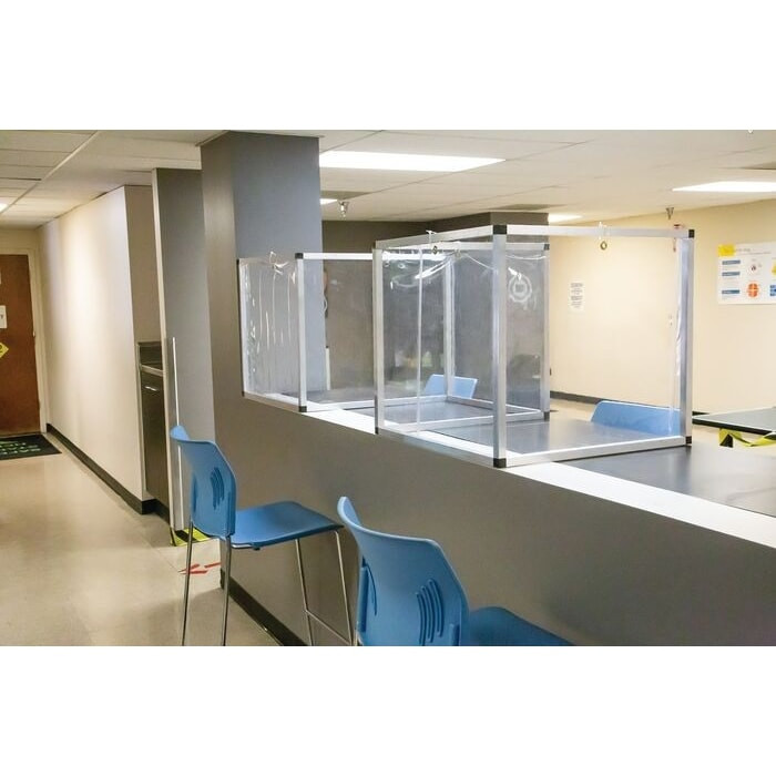 JUSTRITE 7' x 2' Rectangular Breakroom Workspace Cough and Sneeze Guard ...