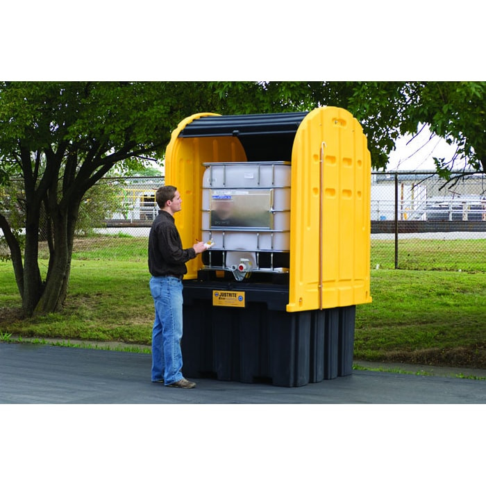 JUSTRITE IBC Outdoor Shed With Pallet, Forklift Pockets, Rolltop Doors ...