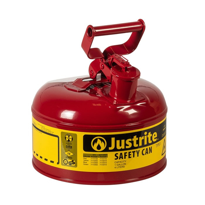 JUSTRITE 1 Gallon Steel Safety Can for Flammables, Type I, Flame ...