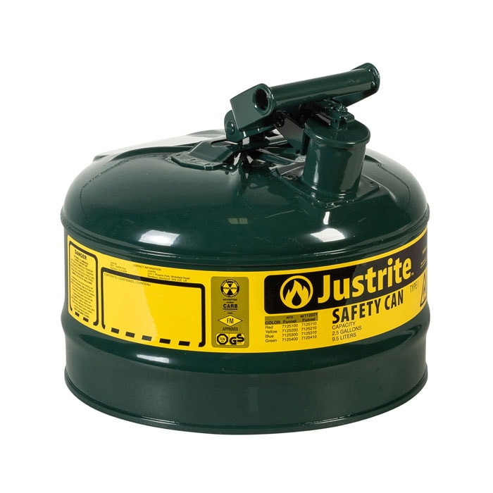JUSTRITE CAN, SAFETY, TYPE 1, 2.5G, GRN - EnSafeCo.com