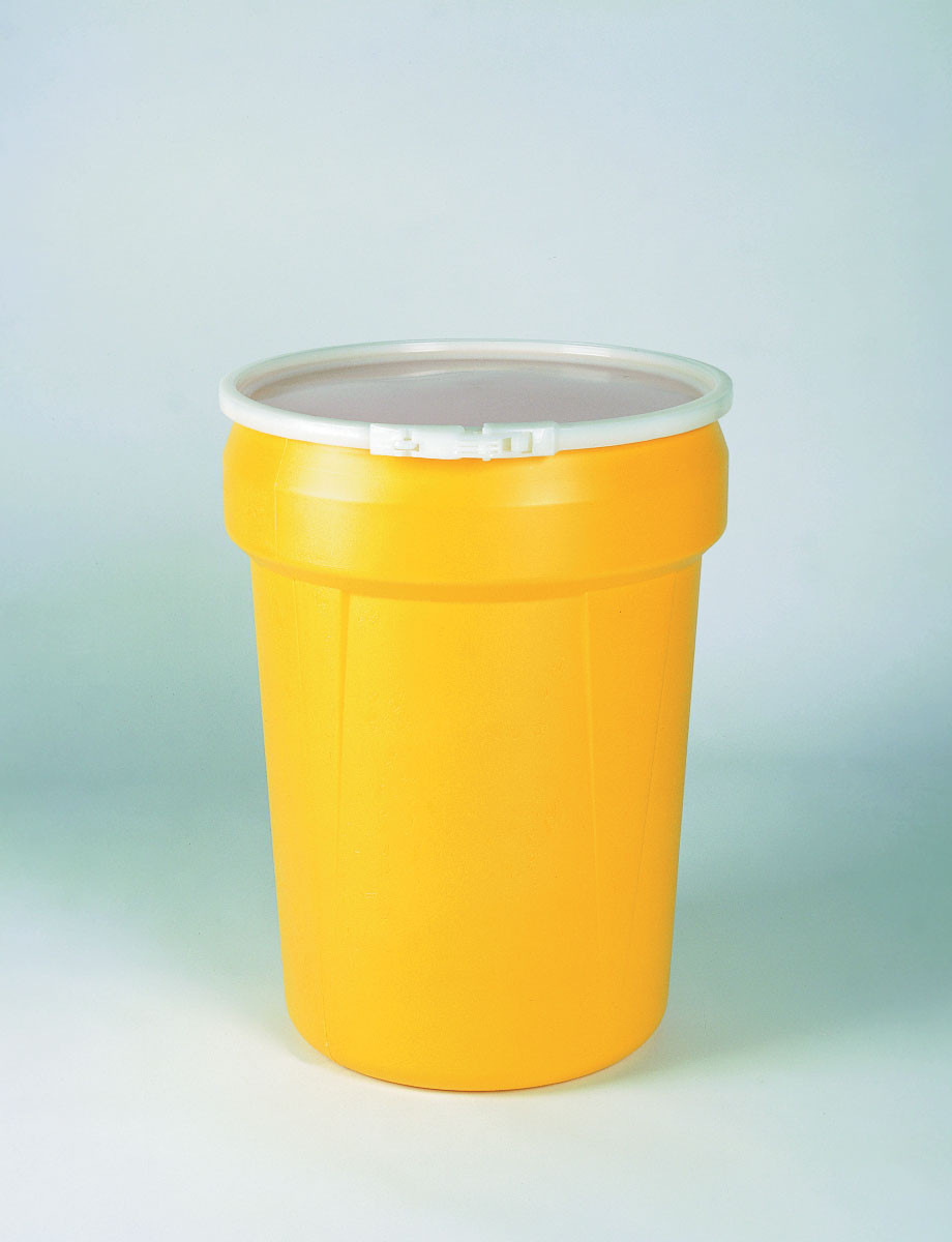 EAGLE 30 Gallon, Plastic Lever-Lock, Lab Plastic Barrel Drum , Yellow ...