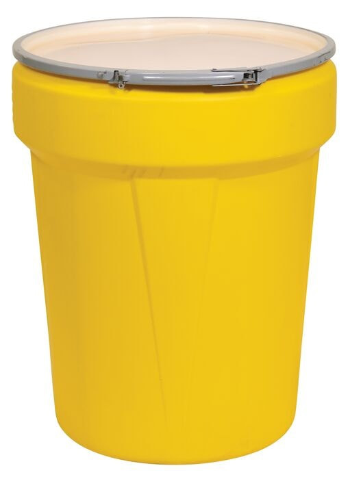 EAGLE 40 Gallon Metal Lever-Lock Lab Pack Plastic Barrel Drum, Yellow