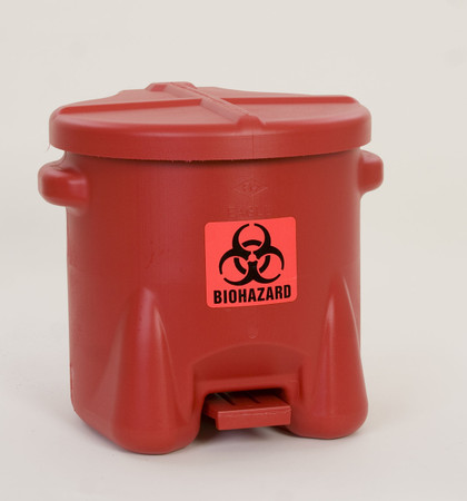 EAGLE 10 Gallon Biohazardous Plastic Waste Can, Foot-Operated, Red ...