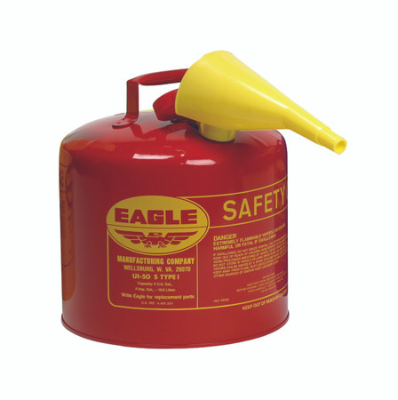 EAGLE 5 Gallon Steel Safety Can for Flammables, Type I, Flame Arrester ...